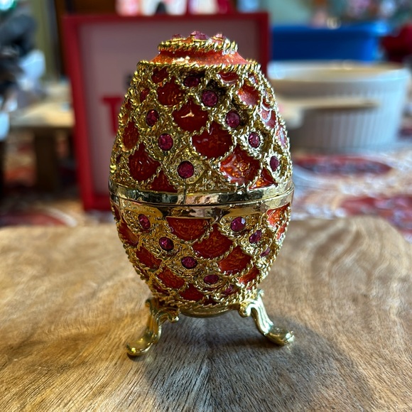 Unbranded | Accents | Vintage Faberge Style Orange Enamel Egg Jewelry ...